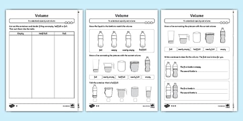 Year 2 Measuring Capacity/Volume Differentiated Worksheets
