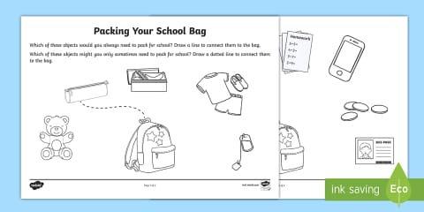 Back to School Bag Cut and Stick Activity