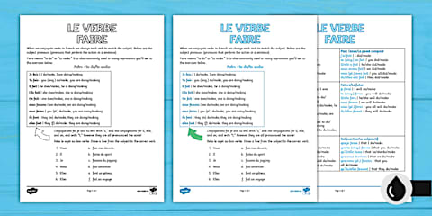 Worksheet : Conjugation of verbs finishing with -ER