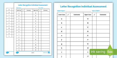 Initial Sounds A-Z Assessment Sheet