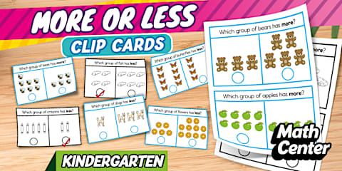 More or Less? Coloring and Comparing to 10 Worksheet for PreK-K