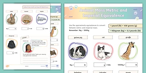Animal Mass Metric and Imperial Equivalence Activity