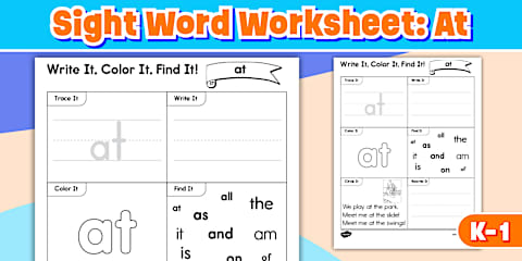 Write It, Color It, Find It! "It" Sight Word Worksheet for K-1st Grade