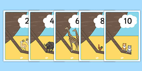 Noah's Ark Counting in 2s Display Poster