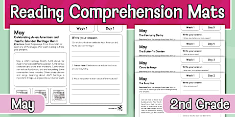 First Grade May Daily Reading Comprehension Mats