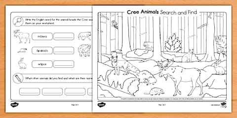 Plains Cree animals (word cards)