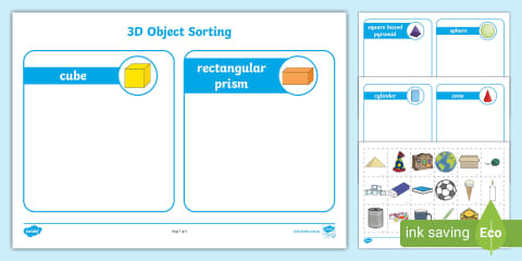 KS1 3D Shape Present Sorting Activity