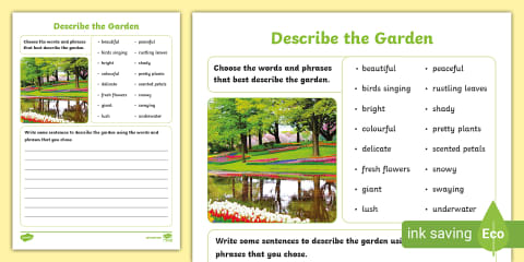 Garden Adjectives Word Mat