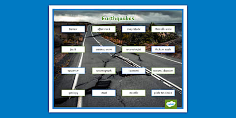 Earthquakes Vocabulary Cards for 3rd-5th Grade
