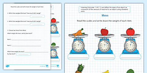 Measure Mass in Kilograms and Grams Maths Activity Sheets