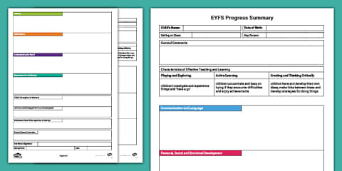 EYFS Safeguarding Individual Child Summary Transition Sheet