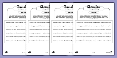 Sixth Grade October Paragraph of the Week Writing and Editing Practice