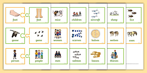 ESL Regular Plural Animals Matching Cards Craft Activity [Kids, A1]