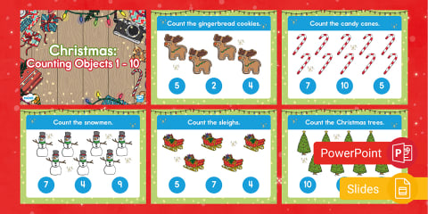 Subitising Christmas Tens Frames PowerPoint