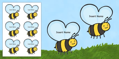 Editable Busy Bee Name Cut-Outs