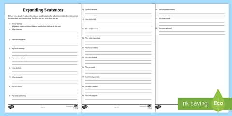 Expanding Sentences - Autumn Activity Sheet