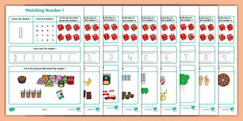 Numbers Fine Motor Skills Button Activity Sheets