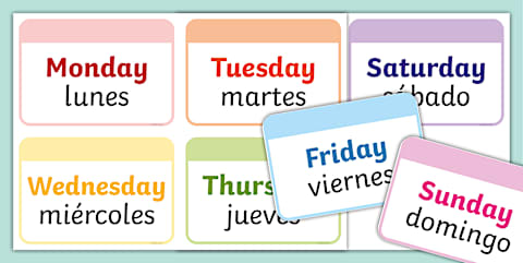 Days of the Week A2 Display Poster English/Spanish
