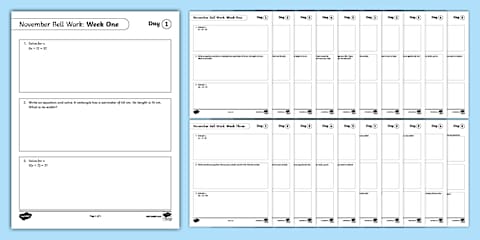Seventh Grade Math September Bell Work Bundle