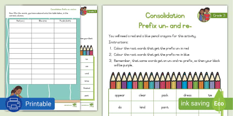 Grade 3 English Phonics Prefix un- and re- Bingo Game (CAPS Aligned)