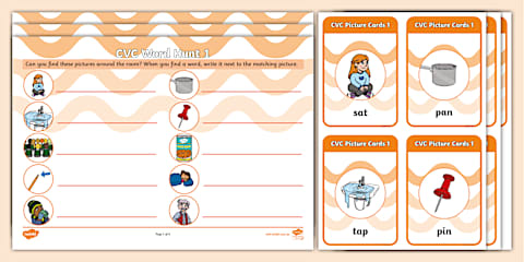 Write the Room CVC Word Hunt Activity
