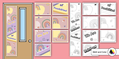 Editable Muted Rainbows Theme Desk Nameplates