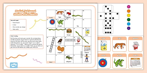 Medial G Sound Snap Card Game Cards