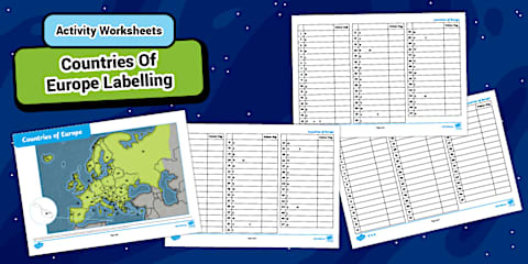 Locating Countries of Europe Map Worksheet