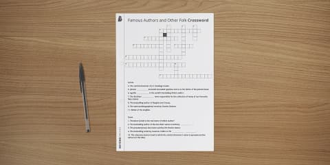 Famous Authors Crossword for 3rd-5th Grade