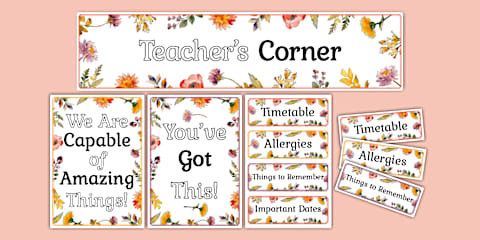 Wildflower Botanical Themed Classroom Door Sign