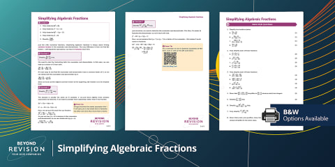 Simplifying Algebraic Fractions Matching Game