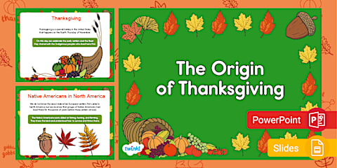 The Origin of Thanksgiving PowerPoint & Google Slides for 3rd-5th Grade