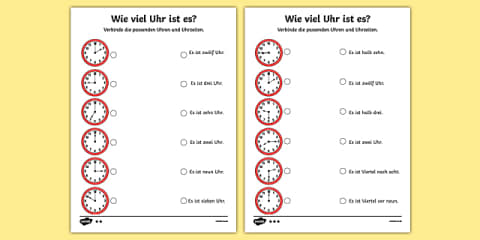 Telling the Time Dominoes German