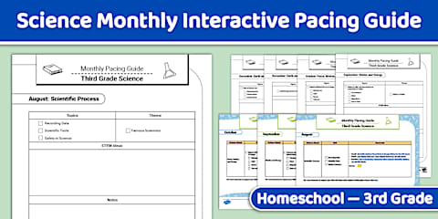 Monthly Interactive Pacing Guide for Homeschool | Third Grade Math