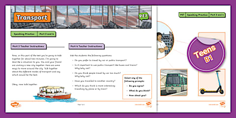 ESL B1 PET Speaking Part 1 - Travel [Teens, B1]