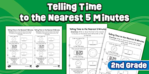 Telling Time on the Hour, Half Hour, and Quarter Hour Worksheet for 1st ...