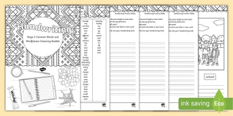 Stage 1 Common Words and Mindfulness Colouring Booklet