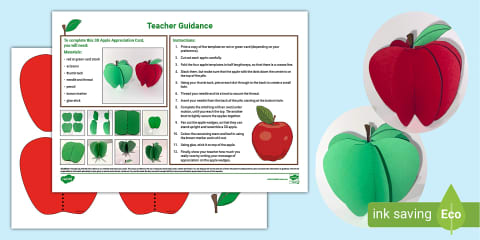 Thank You Teacher Apple | Thank You Cards
