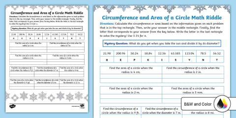 Area and Circumference of a Circle - Challenge Cards
