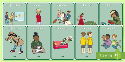 Irish Past Tense Verb A4 Display Poster