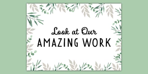 Botanical-Themed Wow Work Display Banner