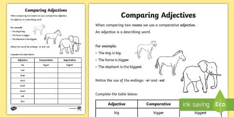 Adding -er and -est to Adjectives Worksheet