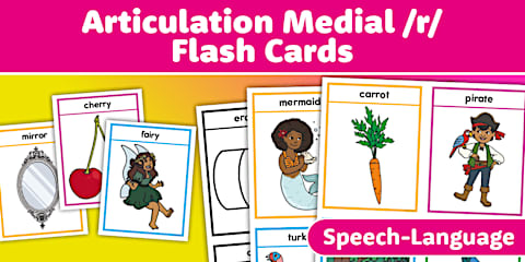 Articulation Medial /l/ Words Flash Cards for SLP