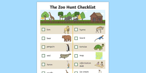 Zoo Field Trip Scavenger Hunt