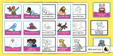 Second Grade Oral Reading Fluency Silly Voice Cards