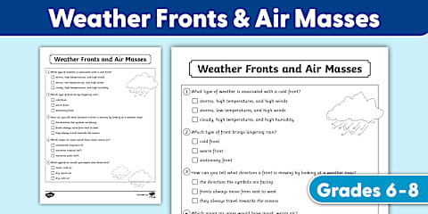 Weather Fronts and Air Masses Lesson Pack for 6th-8th Grade