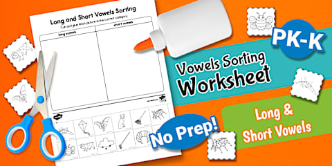 Long Vowel Teams Cut and Paste Sorting Worksheet for 1st-2nd Grade
