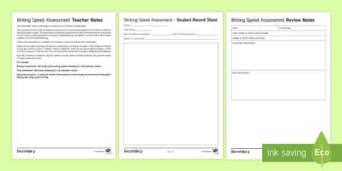 Writing Speed Primary Assessment Sheet