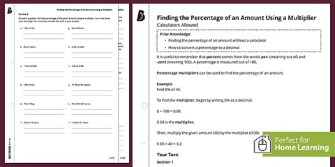 Finding a Percentage of an Amount (Without a Calculator) Walkthrough ...