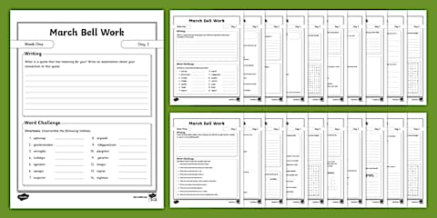 Seventh Grade ELA March Bell Work Pack